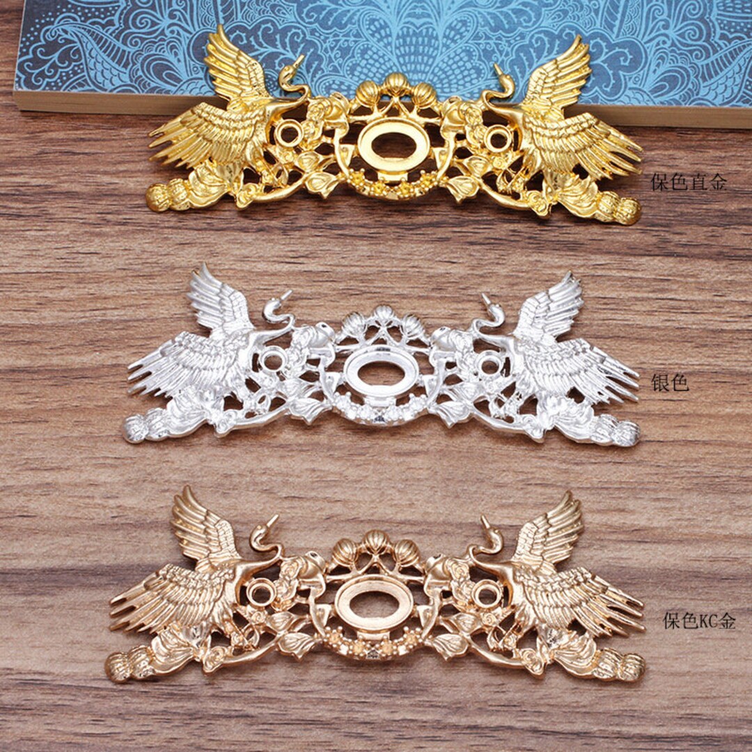 Bulk 5 Phoenix Floral Charm Hair String Buckle Bezel Cup 5mm 10x15mm ...