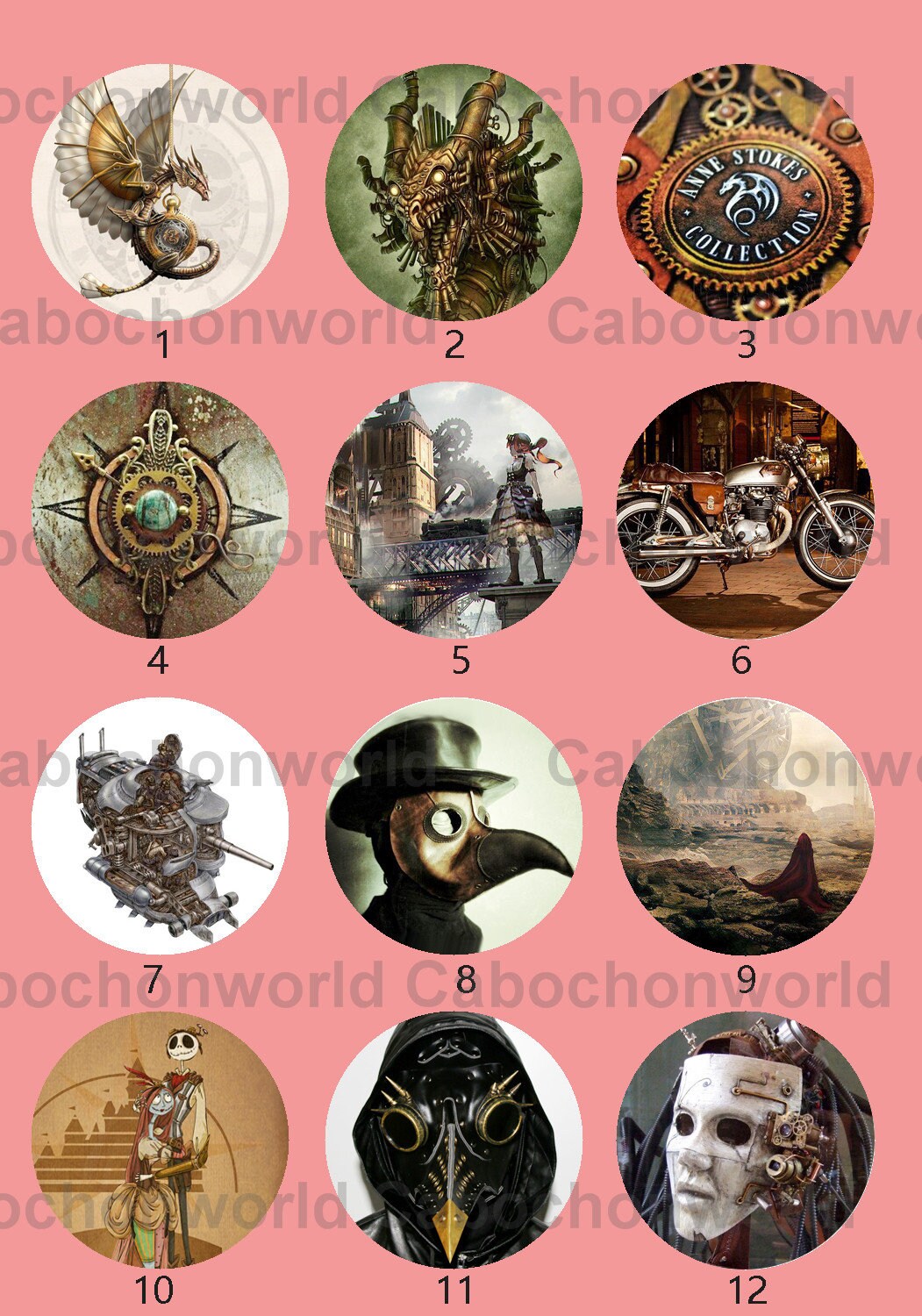 Steampunk Elements Cabochon Collection Circle Photo Glass - Etsy