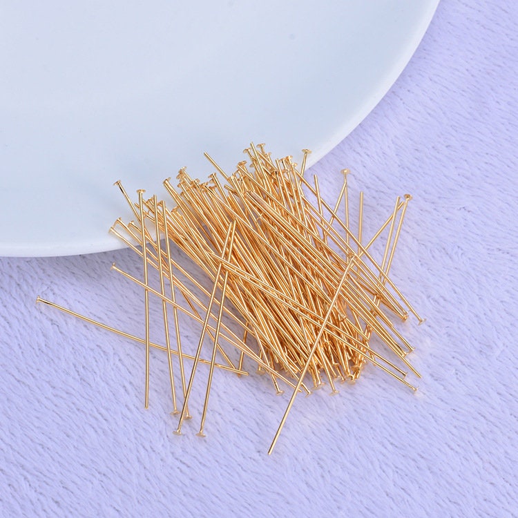 100 14k Gold T Pin Flat Head Pin Straight Pins Gauge 22 - Etsy