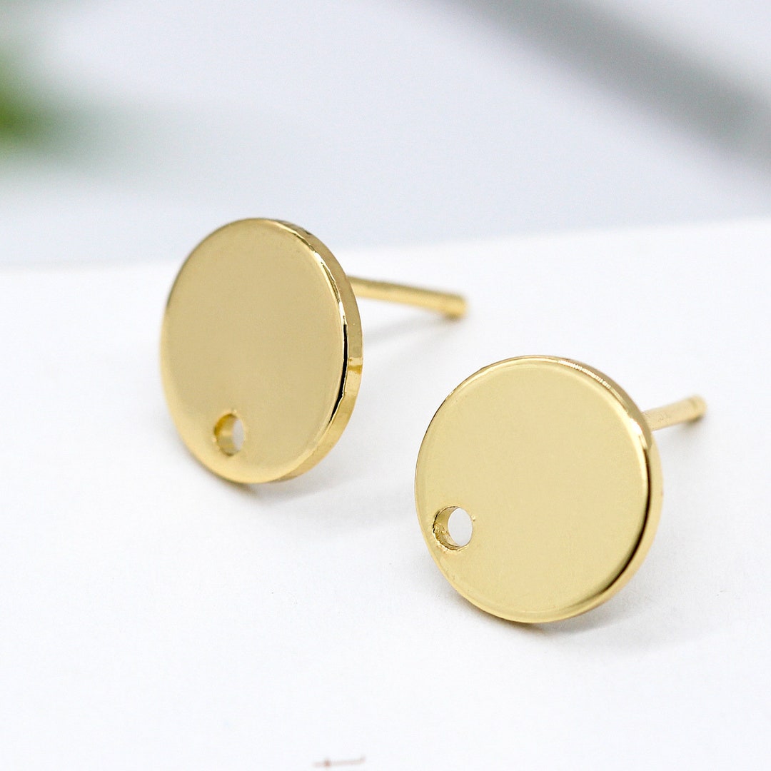 40 14K GF Glossy Plain Disc Earring Studs Ear Wire Earing With - Etsy