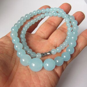 18 Natural Malay Blue Jade Necklace 6-14mm Round Jade - Etsy