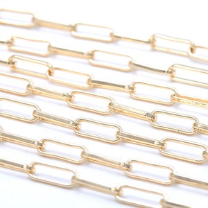 2 Meters Delicate Tiny Flat Rectangle Link Cable Chain 14K GF Dainty ...