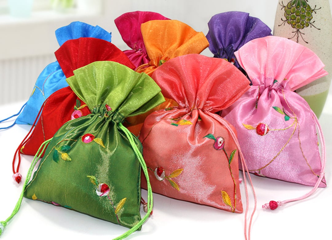 Bulk 5 Tiny Brocade Floral Vein Sachet Bag Fragrance Fabric Perfume Drawstring Grab Amulet ...