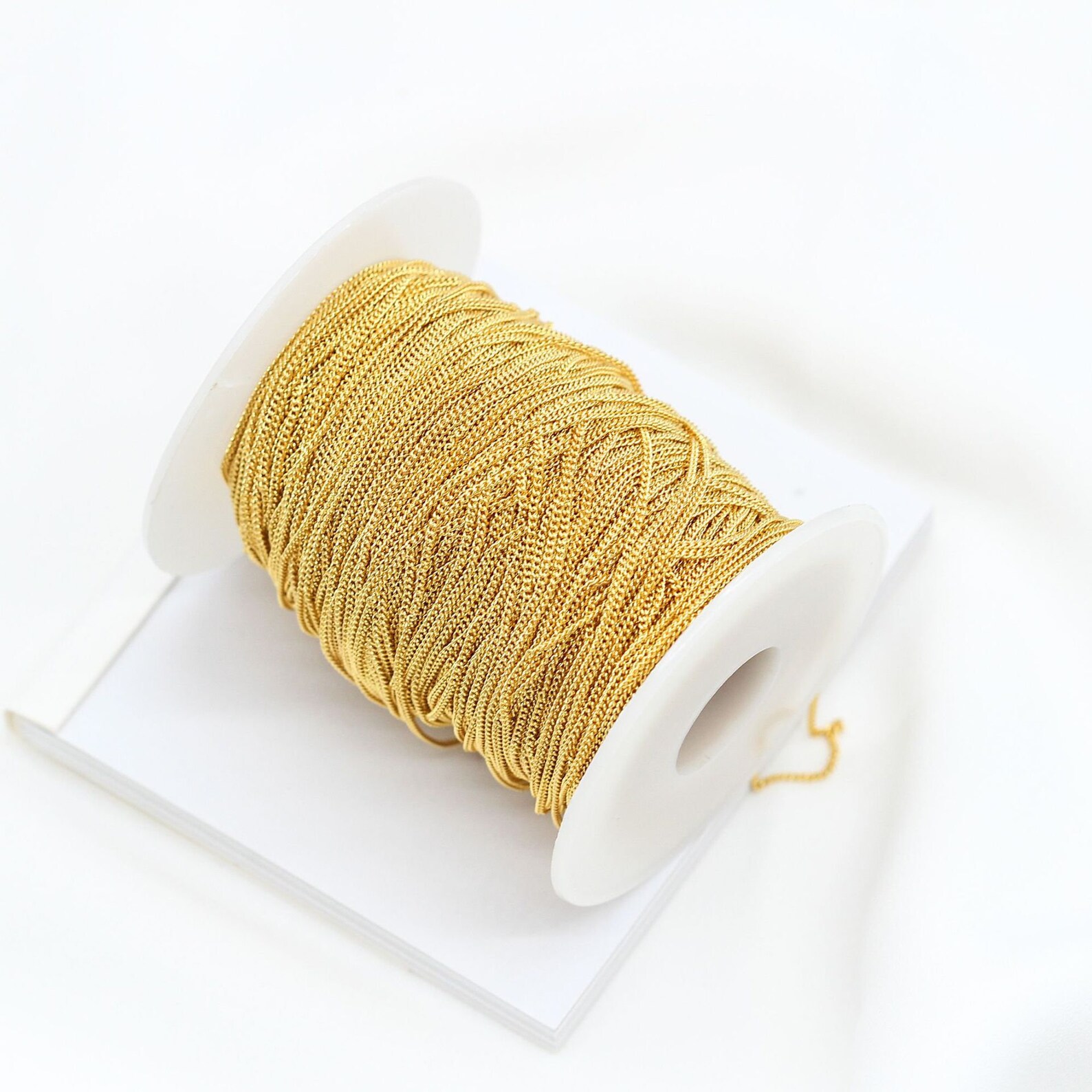 10 Meters Delicate Tiny Curved O Link Cable Chain 14K Gold | Etsy