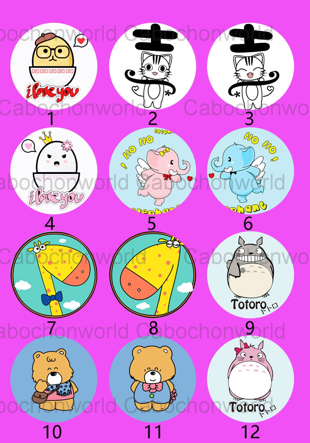 Animals Cabochon Collection Circle Photo Glass Round Dome Flat Back 8mm ...