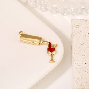 2 Tiny Red Wine Glass Goblet Charm Pendant Rhinestone - Etsy