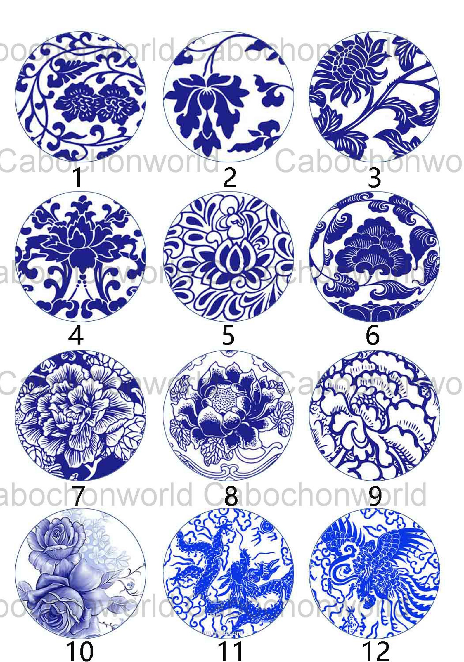 Beautiful Blue White Porcelain Pattern Cabochon Collection - Etsy