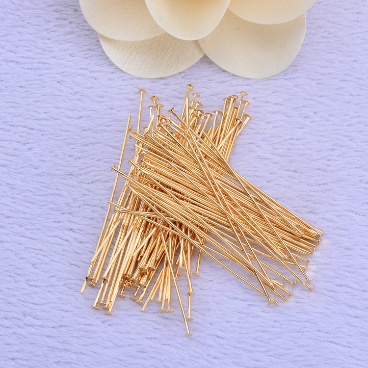 100 14k Gold T Pin Flat Head Pin Straight Pins Gauge 22 - Etsy