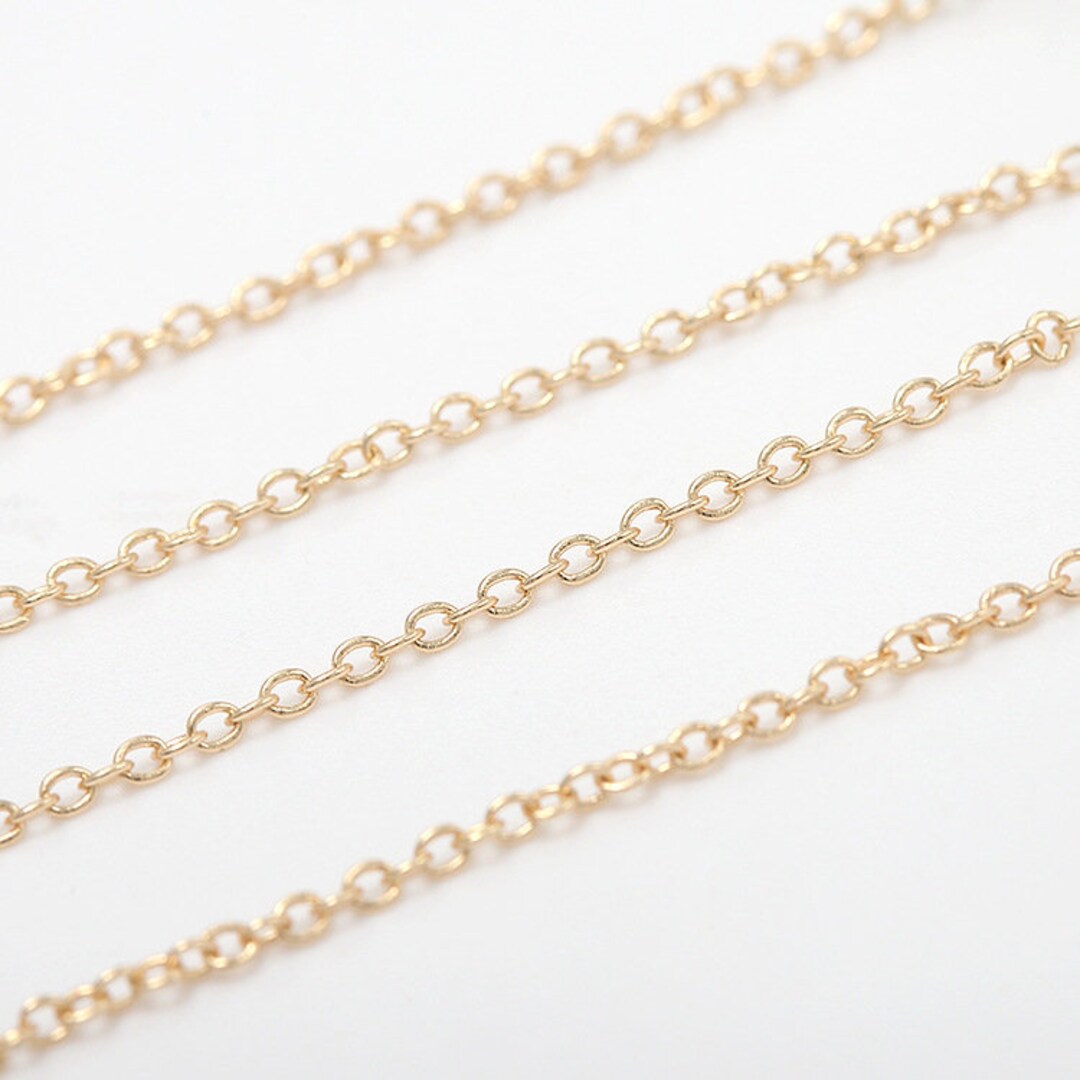 2 Meters Delicate Tiny Flat O Link Cable Chain 14K GF Dainty - Etsy