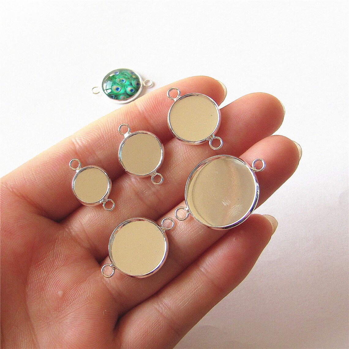 Cabochon Setting Round Cabochons Blank Silver Two Loops Circle - Etsy