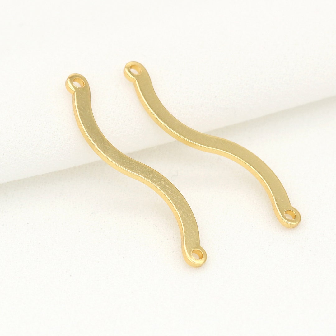 10 Tiny Double Looped Glossy Flat Curved Stick Charm Connector Dainty ...