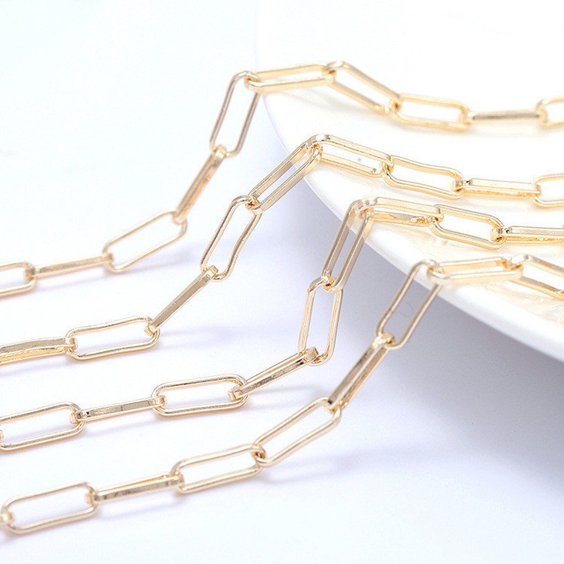 2 Meters Delicate Tiny Flat Rectangle Link Cable Chain 14K GF - Etsy