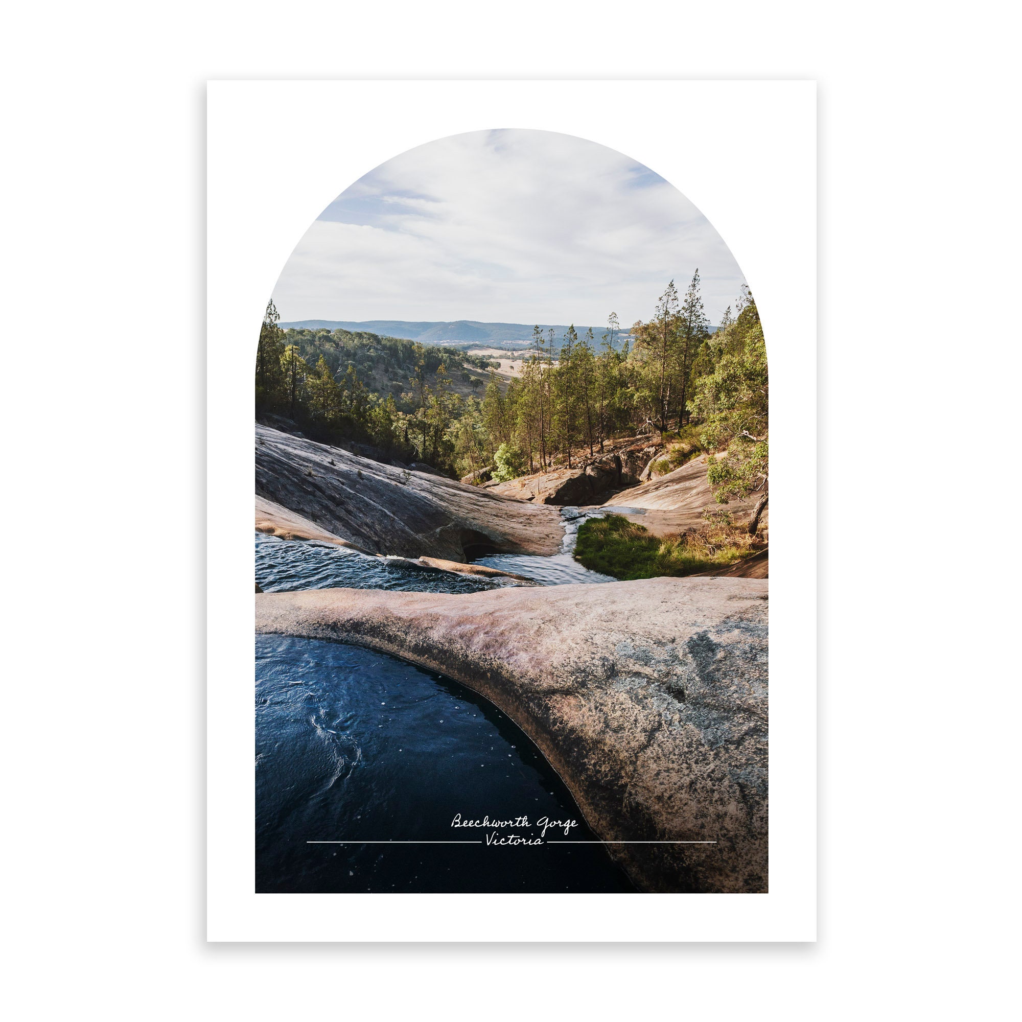 Beechworth Gorge Travel Poster, Victoria, Waveroo Country, Australian ...
