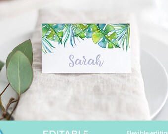 Tropical Food Labels EDITABLE Template Jungle Place Cards | Etsy