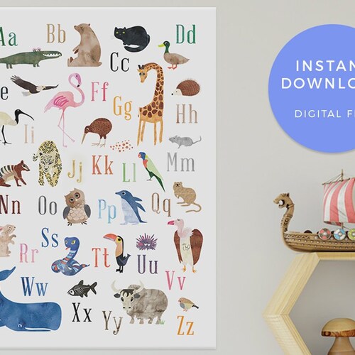 Alphabet Chart Print. Childrens Room Wall Art Print. Alphabet - Etsy