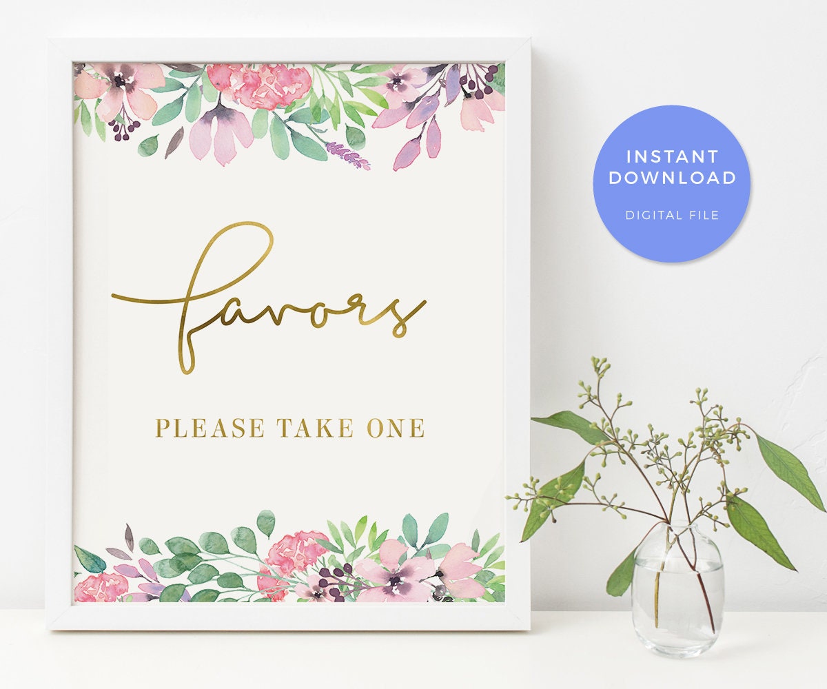 Floral Party Favours Sign PRINTABLE Favors Sign Floral | Etsy