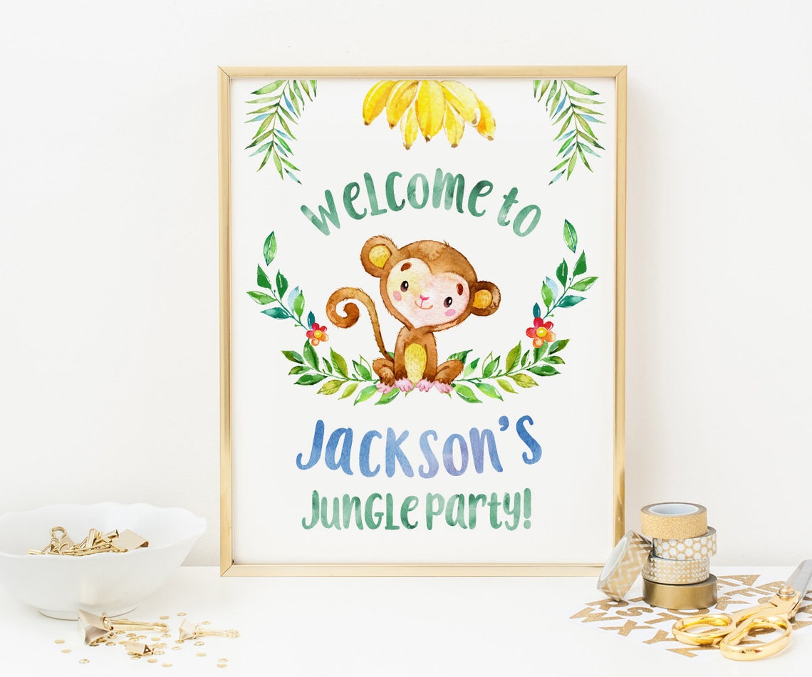Cheeky Little Monkey Party Backdrop PRINTABLE Monkey Sign - Etsy
