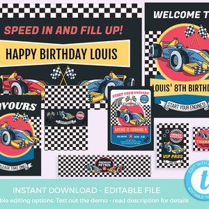 Racing Car Labels EDITABLE Template, Car Party Favor Labels Printable ...