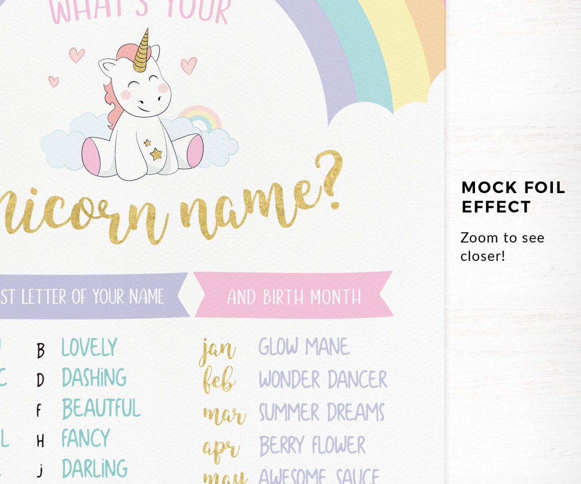 Unicorn Name Sign Printable Unicorn Name Games Unicorn Name - Etsy ...