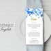 Blue Floral Bottle Labels TEMPLATE Blue Water Bottle Labels - Etsy