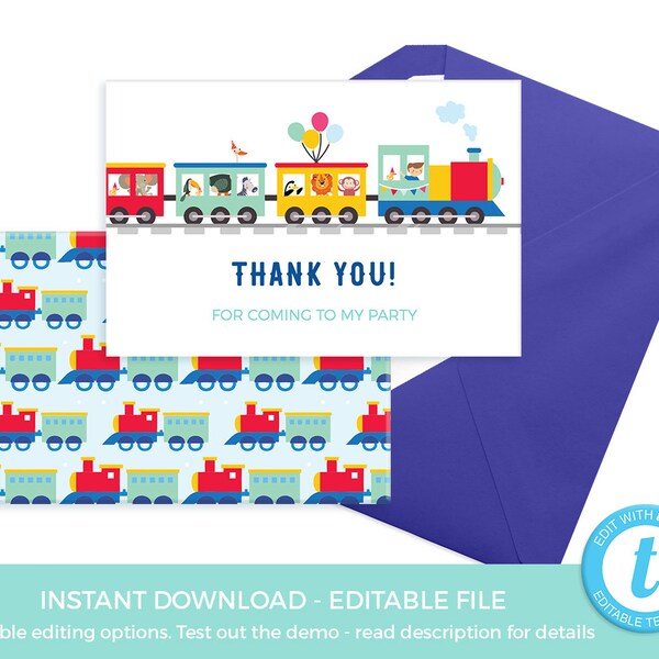 Train Thank You Card - Etsy