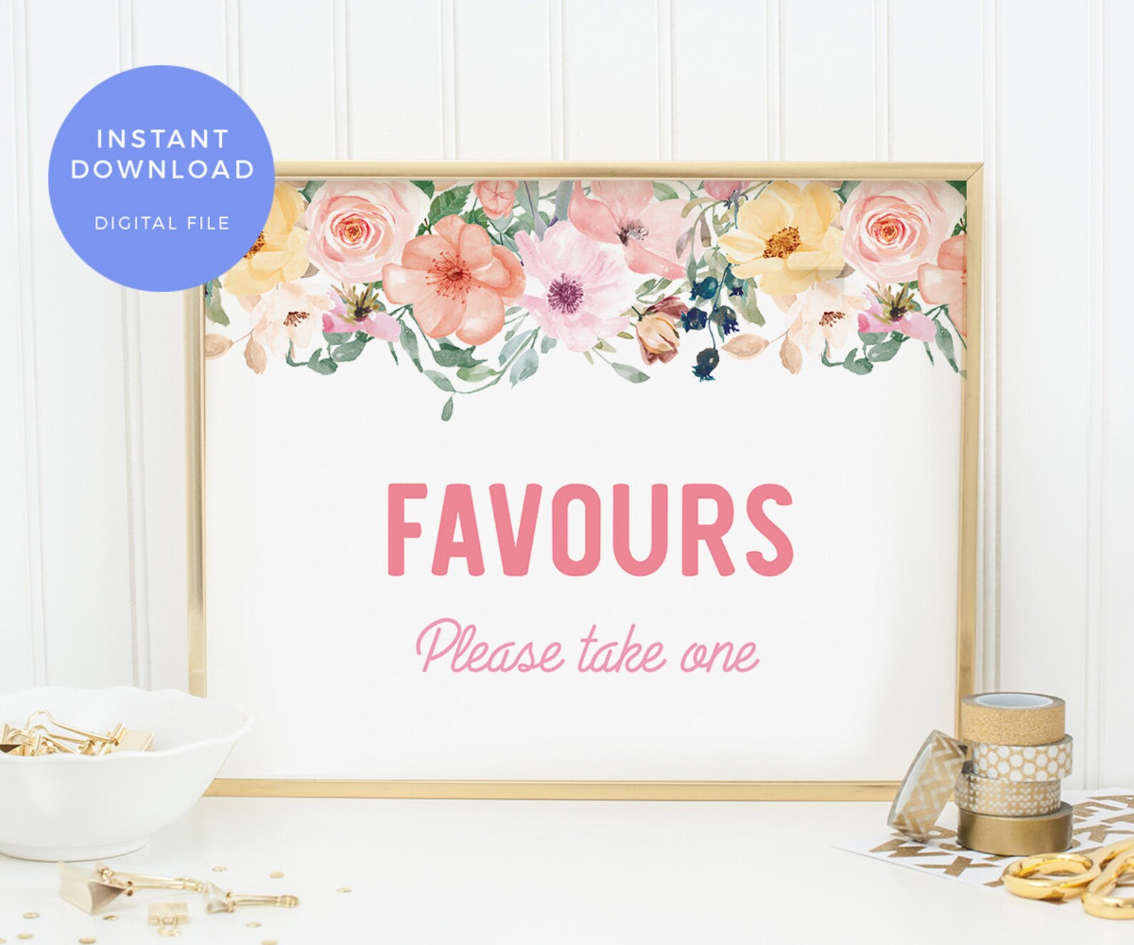 Bridal Shower Favors Sign PRINTABLE Floral Favours Sign Baby | Etsy