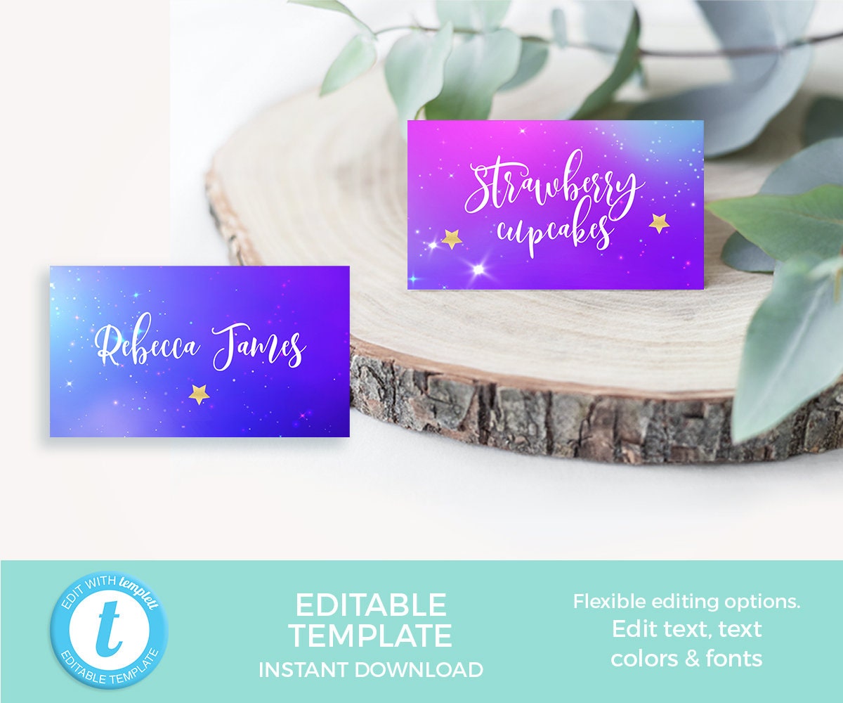 Galaxy Water Bottle Labels PRINTABLE Galaxy Label TEMPLATE | Etsy