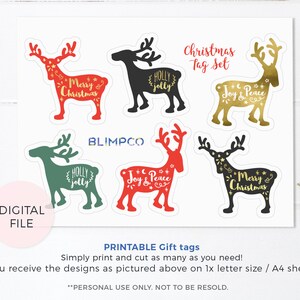 Gift Tags. Reindeer. Download Printable Christmas Winter Holiday Gift ...
