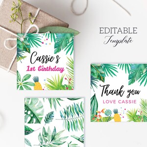 Tropical Party Sign TEMPLATE Pool Party Sign EDITABLE Summer Birthday ...
