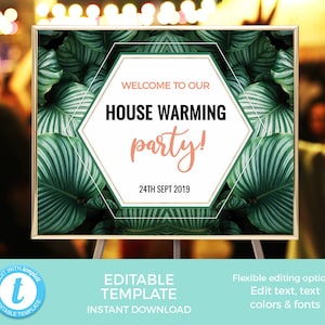 Tropical Welcome Sign PRINTABLE Greenery Housewarming Sign - Etsy