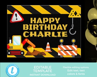 Construction Birthday Backdrop | Etsy