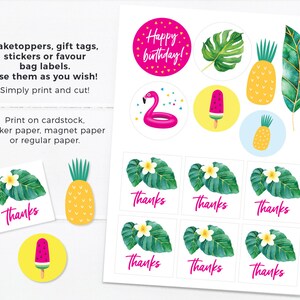 Tropical Party Sign TEMPLATE Pool Party Sign EDITABLE Summer Birthday ...