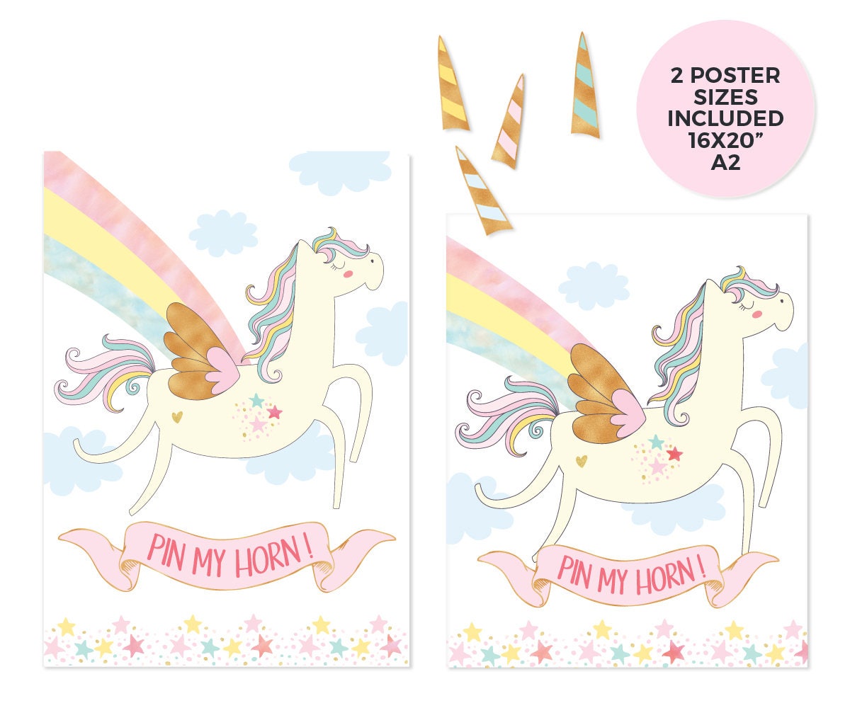 Unicorn Party Games Printable Pin the Horn on the Unicorn - Etsy Australia