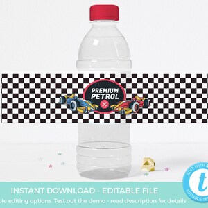 Racing Car Labels EDITABLE Template, Car Party Favor Labels Printable ...