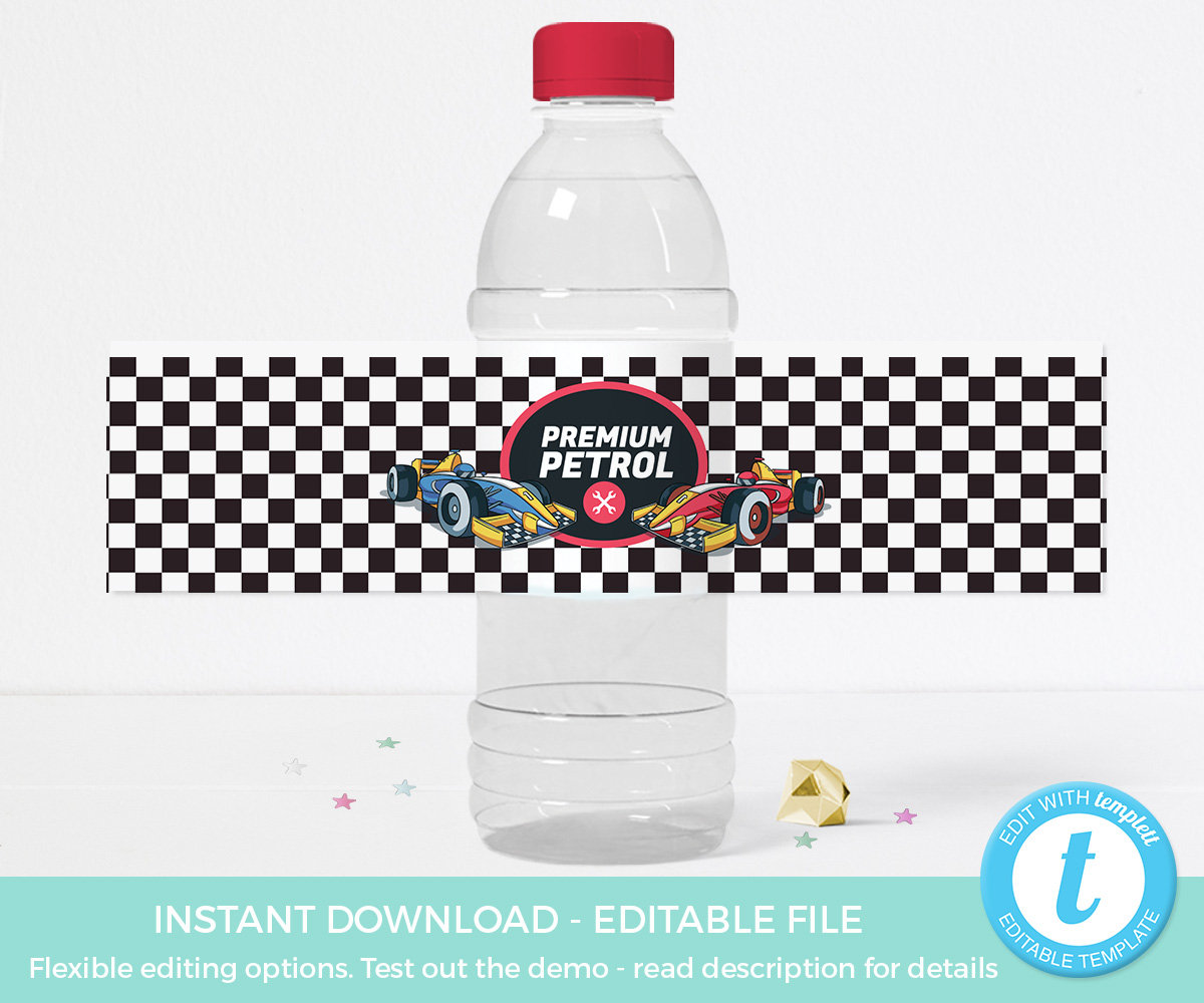 Racing Car Labels EDITABLE Template Car party favor labels | Etsy