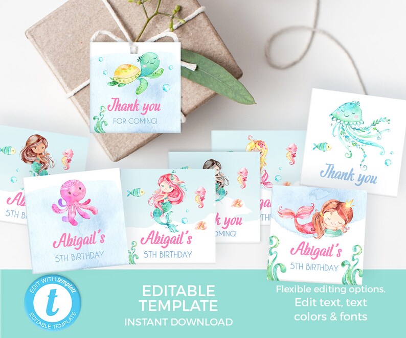 Mermaid Photo Frame EDITABLE Template Mermaid Photo Props | Etsy