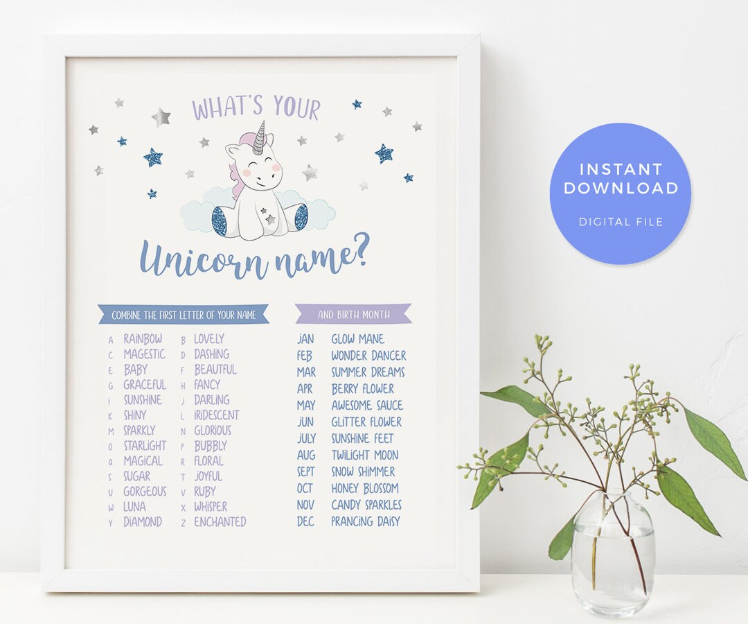 Printable Unicorn Name Sign Boy Unicorn Name Games Boys - Etsy
