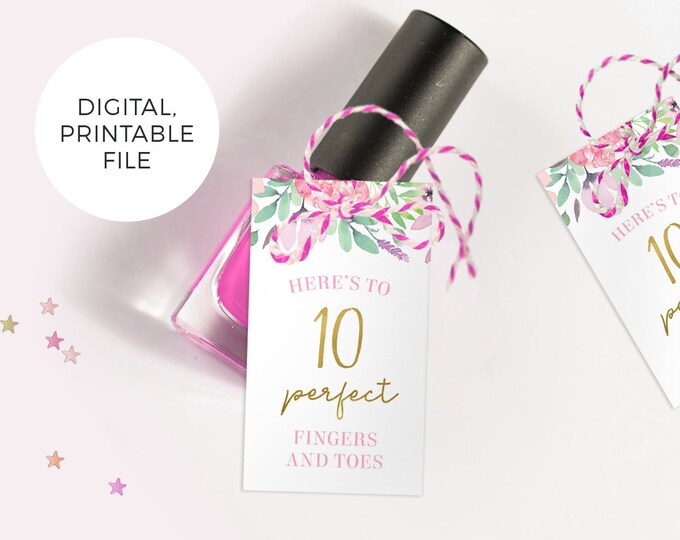 Baby Shower Nail Polish Tags PRINTABLE. 10 Perfect Fingers and Toes Tag ...