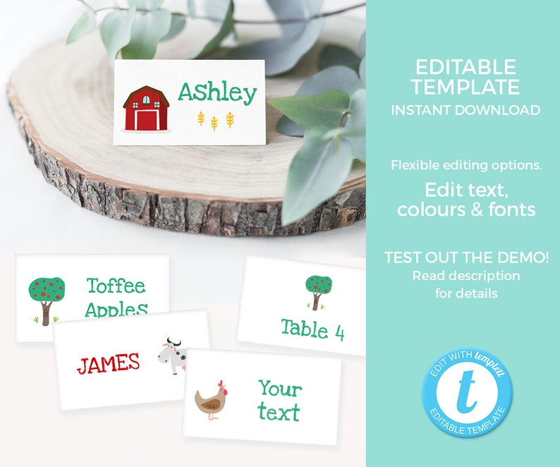 Farm Party Labels EDITABLE TEMPLATE Farm Labels Barnyard - Etsy