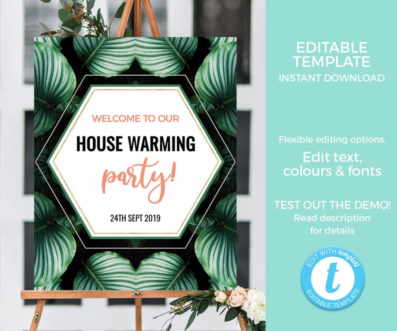 Tropical Welcome Sign PRINTABLE Greenery Housewarming Sign | Etsy