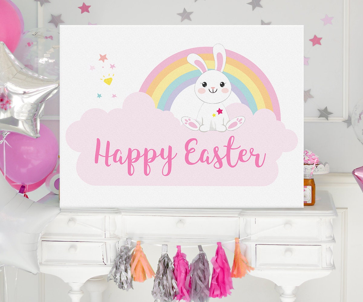 Happy Easter Poster EDITABLE Template Large Easter Sign | Etsy