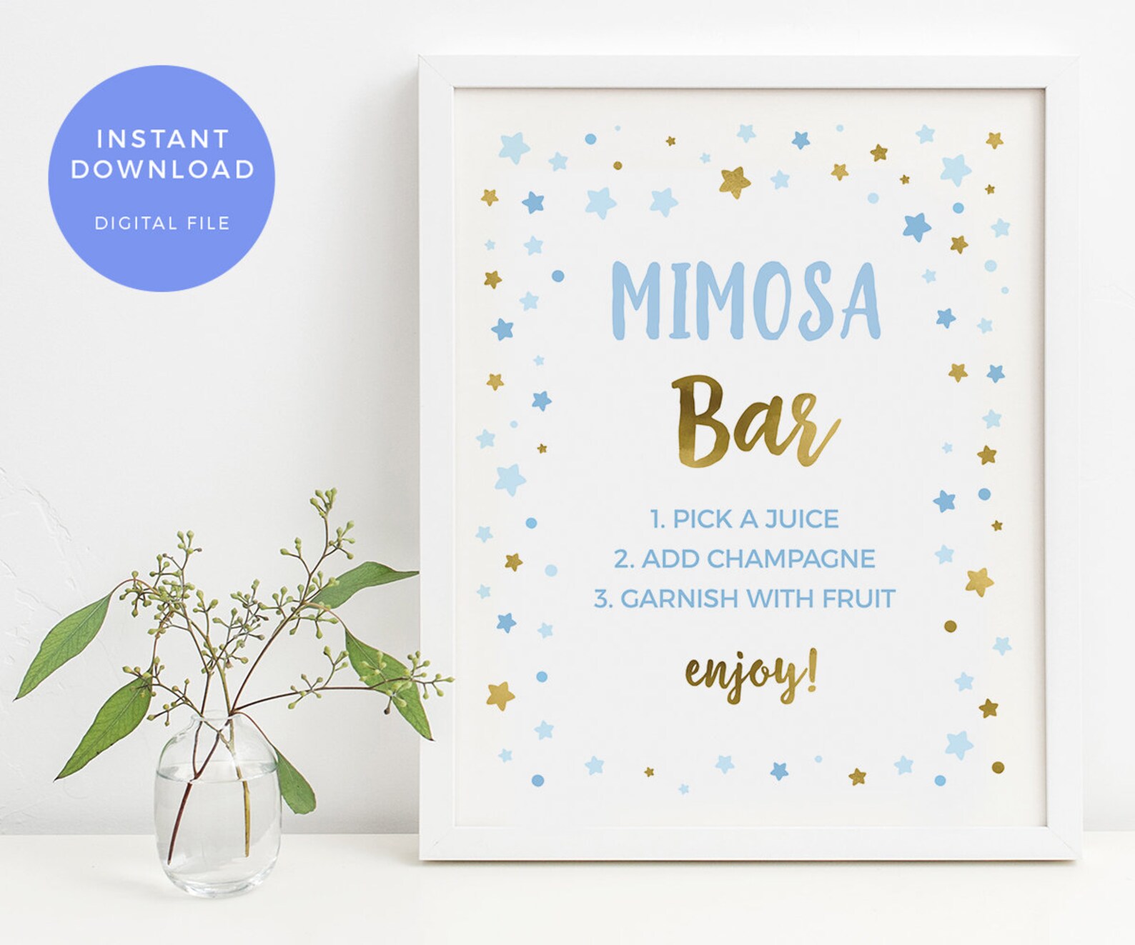 Momosa sign PRINTABLE. Blue Mumosa Baby shower sign INSTANT | Etsy