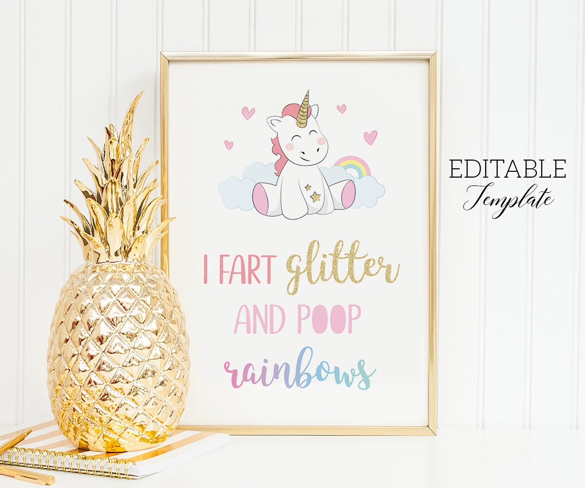 Unicorn art print PRINTABLE Fart glitter Unicorn gift | Etsy