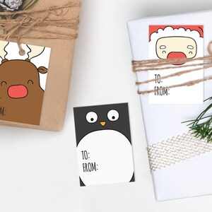 Santa Gift Tags, Printable Tags, Penguin Gift Tags, Cute Reindeer Gift ...