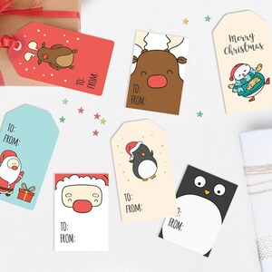 Santa Gift Tags, Printable Tags, Penguin Gift Tags, Cute Reindeer Gift ...