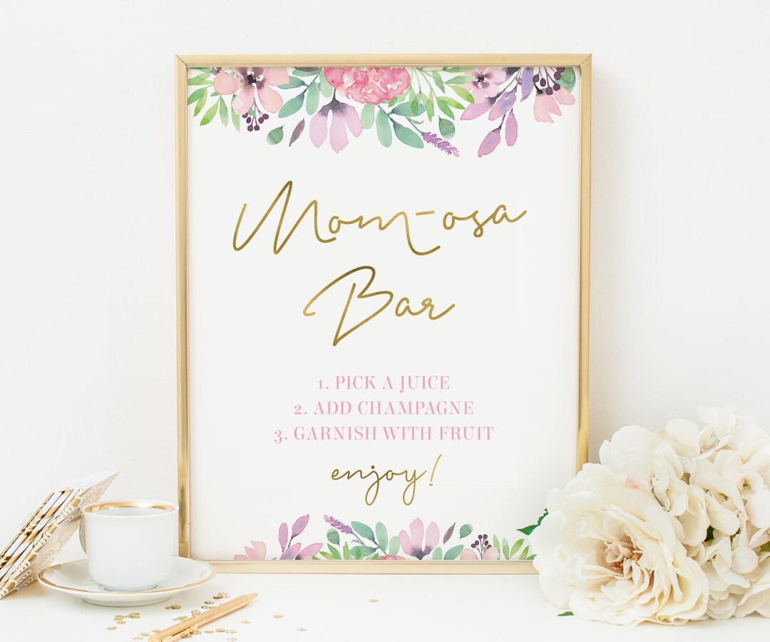 Momosa Sign PRINTABLE. Mom-osa Baby Shower Sign INSTANT DOWNLOAD Mum ...