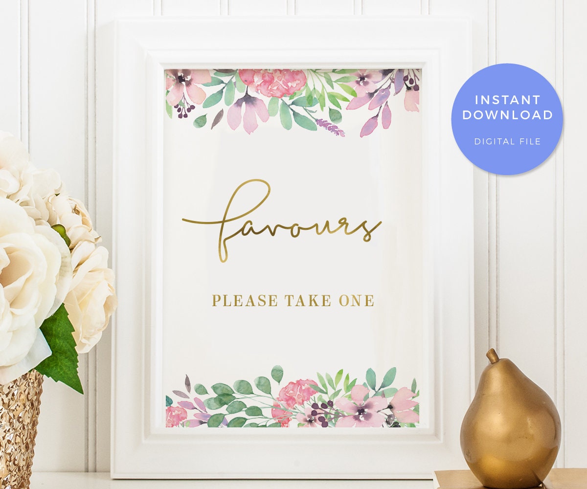 Floral Party Favours Sign PRINTABLE Favors Sign Floral | Etsy