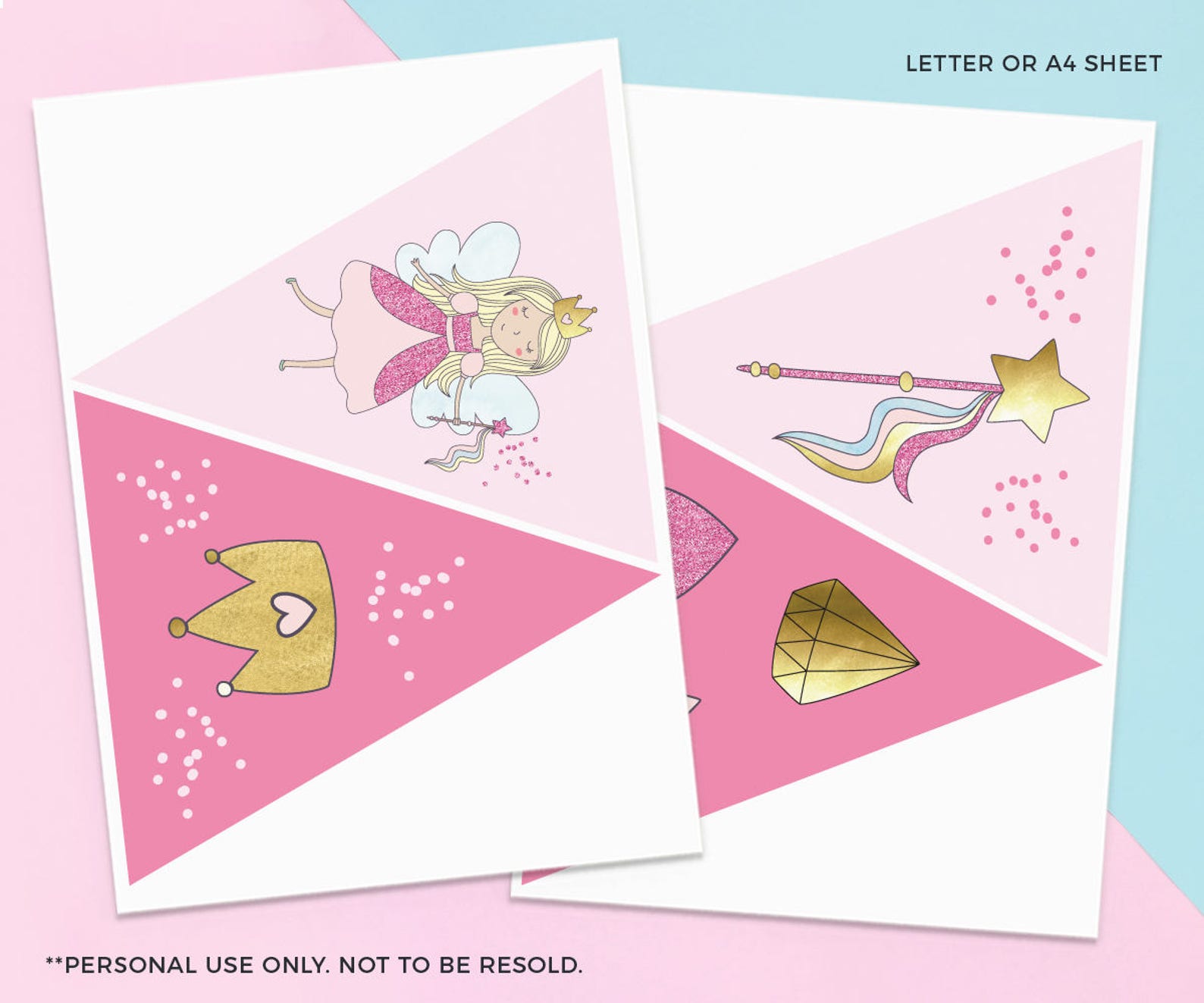 Princess Garland Princess Bunting PRINTABLE Princess Party | Etsy