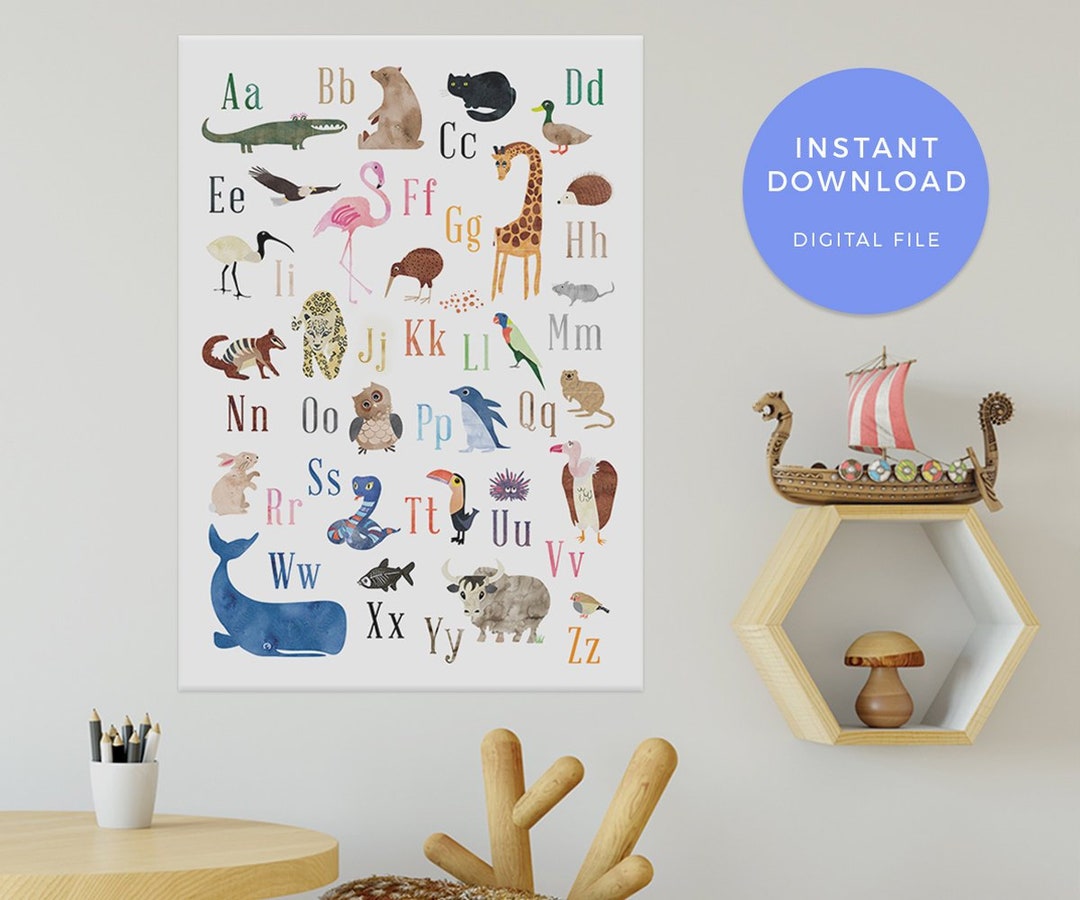 Alphabet Print, Alphabet Poster PRINTABLE, Alphabet Printable Nursery ...
