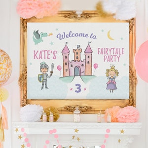 Princess Party Sign, EDITABLE Princess Castle Welcome Sign, Fairytale ...